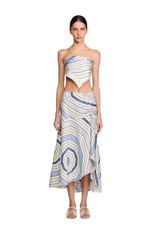 Sandro Spiral-motif Maxi Skirt - Sky Blue
