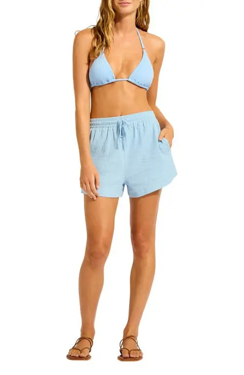 Seafolly Cotton Gauze Cover-up Shorts - Cornflower