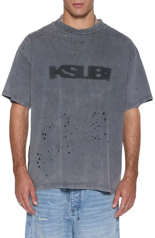 Ksubi Blasted Ekcess Oversize Distressed Graphic T-shirt - Black