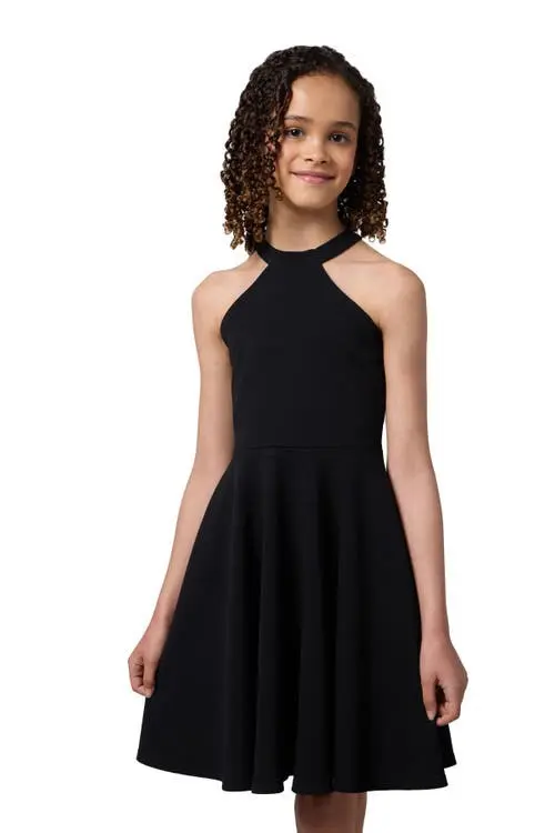 UN DEUX TROIS Skater Halter Dress - Black