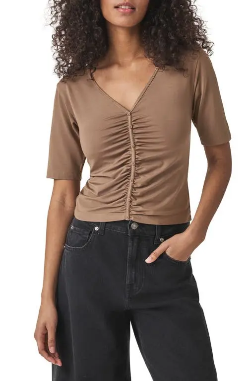Splendid Yasmina Ruched T-shirt - Pine Bark