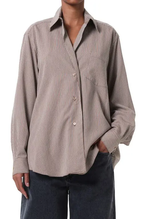 AGOLDE Aris Stripe Asymmetric Button-up Shirt