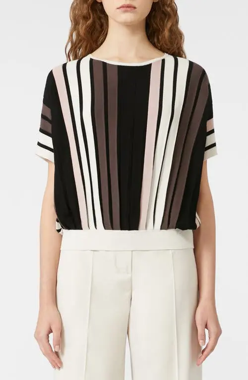 Max Mara Pegola Stripe Crop Knit Top - Black Multi Colour
