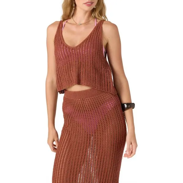 O'Neill Ryan Open Stitch Cotton Cover-up Tank - Rustic Brown