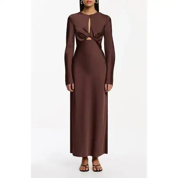long balloon dress for women Vintage Balloon Sleeve Maxi Dress