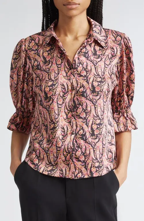 Cinq À Sept Fiona Charming Paisley Button-up Shirt - Obsidian Multi