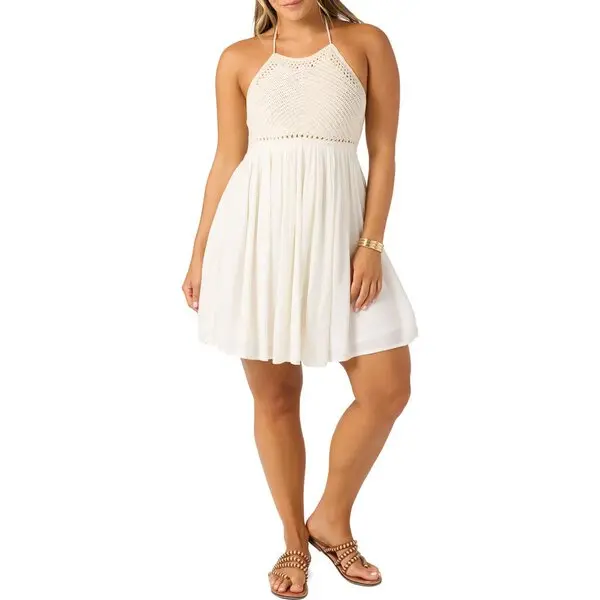 O'Neill Kindra Mixed Media Halter Dress - Winter White