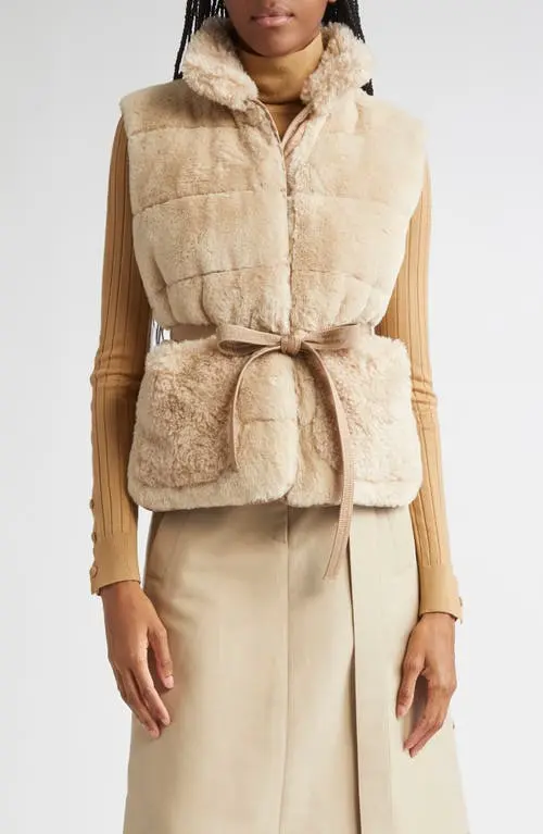 Moncler Joui Faux Fur Down Vest - Alabaster