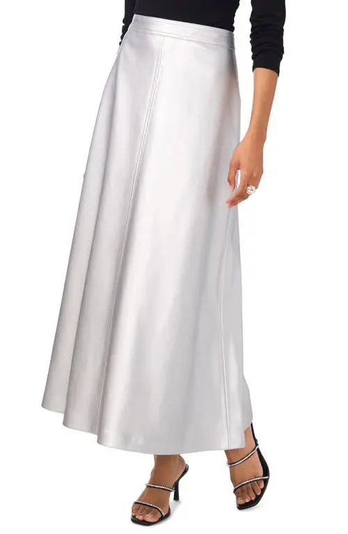 Vince Camuto Faux Leather A-line Skirt - Silver