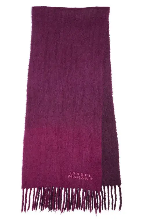 Isabel Marant Firna Logo Embroidered Fringe Scarf - Plum