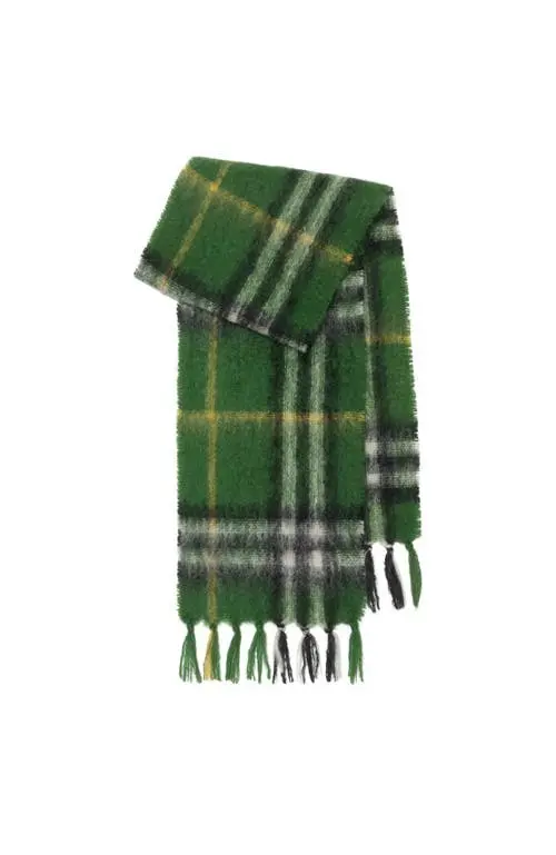 Burberry Check Mohair Wool Scarf - Leaf