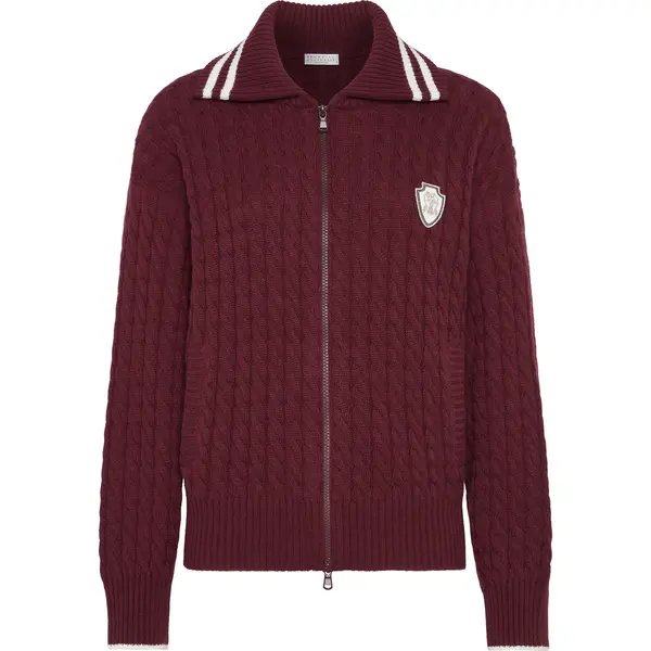 Brunello Cucinelli Cashmere Cable Knit Cardigan - Amaranth