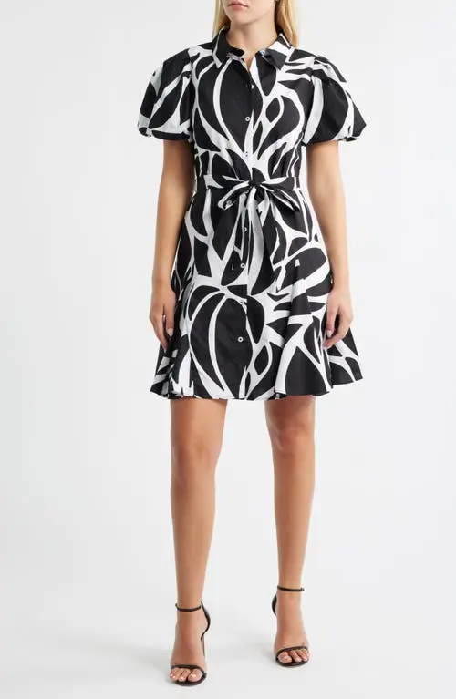 Halogen Abstract Print Cotton Shirtdress