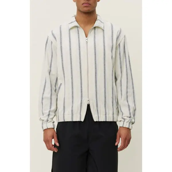 LES DEUX Stanley Stripe Cotton Dobby Zip Jacket