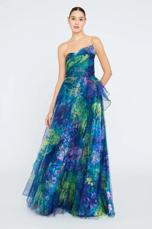 Theia Taya Strapless Organza Gown - Enchated Botanica