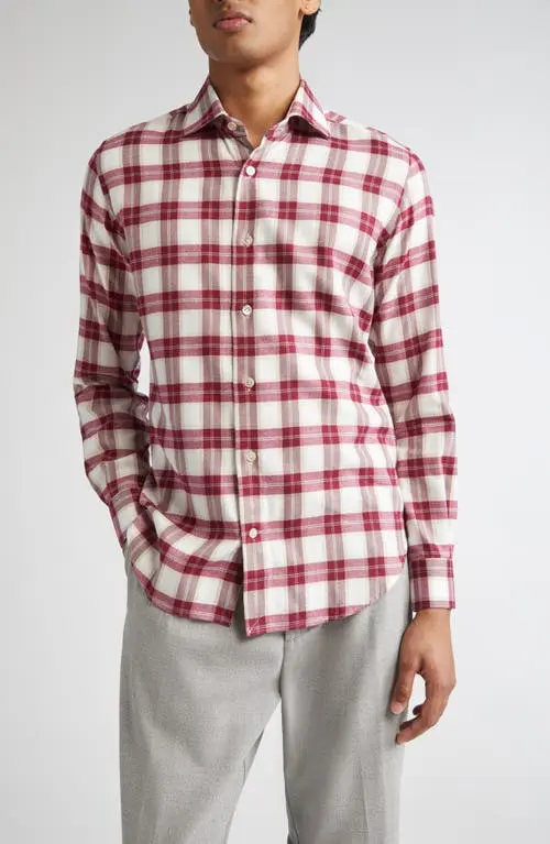 Eleventy Dandy Plaid Button-up Shirt - 84 Raspberry