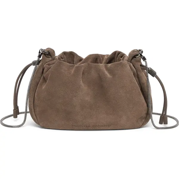 Brunello Cucinelli Suede Mini Mellow Bucket Bag - Light Brown