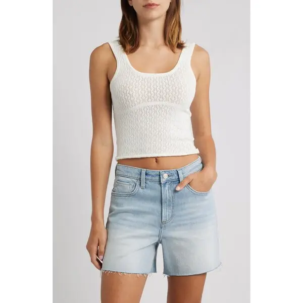 PACSUN Keenan Pointelle Cotton Tank - Sand