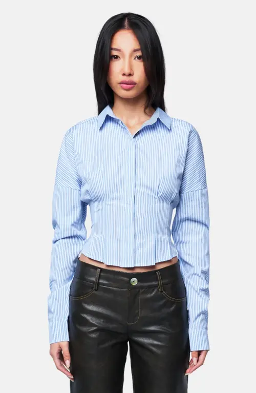 OW Eliza Cropped Shirt - Light Blue Stripe