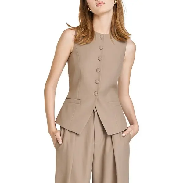 WAYF Maddox Sleeveless Vest - Taupe