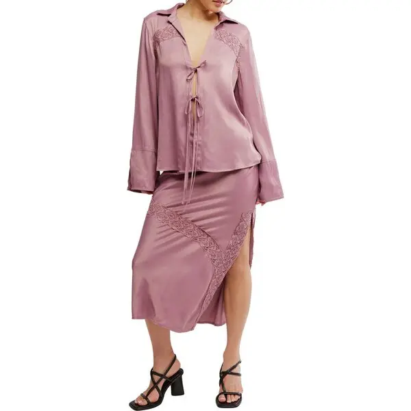 Free People Lucia Tie Top & Maxi Skirt Set