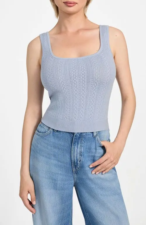 Guess Lyla Pointelle Crop Sweater Tank - Nimbus Blue