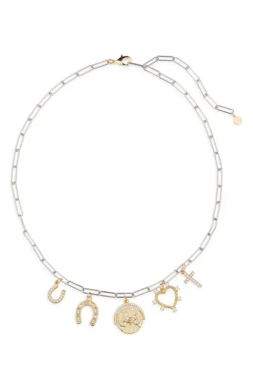 PANACEA Two-tone Charm Paper Clip Chain Necklace