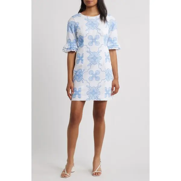 LILLY PULITZER® Fiesta Embroidered Sheath Minidress