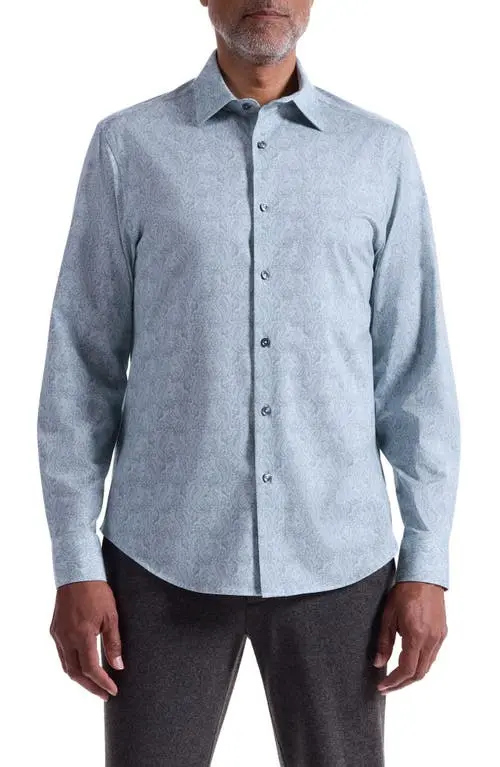 Bugatchi James Ooohcotton® Paisley Button-up Shirt - Seafoam