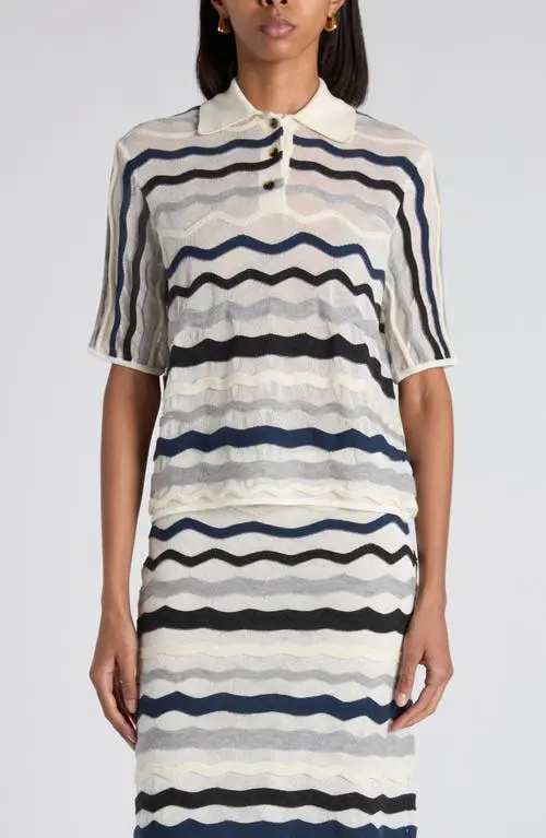 Bottega Veneta Layered Chevron Stripe Polo Sweater