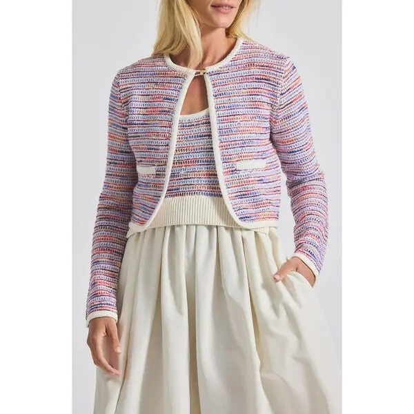 Derek Lam 10 Crosby Findley Space Dye Cardigan - Raspberry Multi
