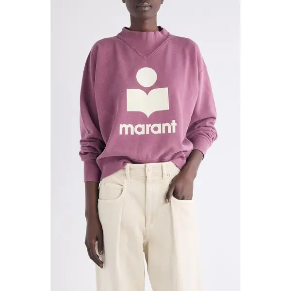 Isabel Marant Moby Logo Cotton-blend Sweater - Raspberry/ecru