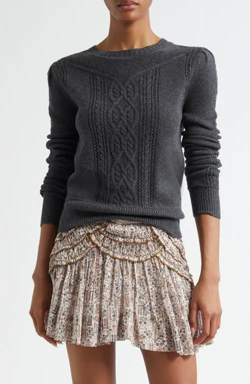 Isabel Marant Kelia Cotton & Wool Cable Sweater - Anthracite