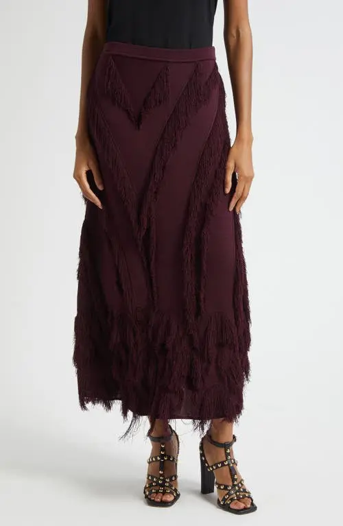 Ulla Johnson Astri Fringe Detail Knit Maxi Skirt - Mahogany