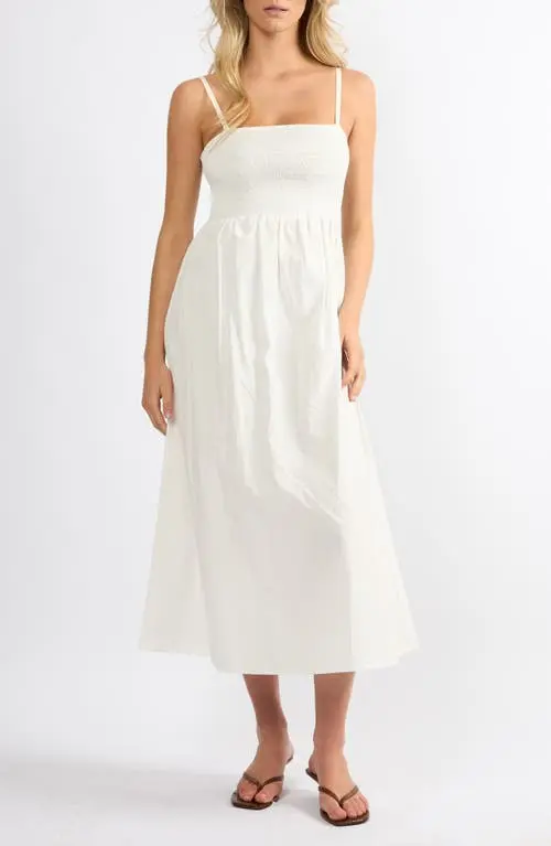 VIENS AVEC MOI Cove Smocked Bodice Cotton Maxi Sundress