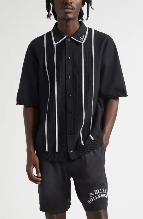 Amiri Script Knit Button-up Shirt - Black