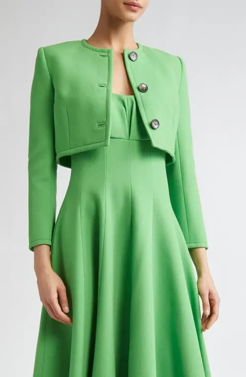 EMILIA WICKSTEAD Lizette Crop Wool Jacket - Fresh Green