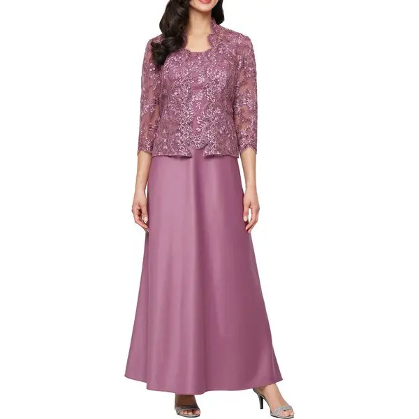 Alex Evenings Embroidered Mock Two-piece Gown With Jacket
