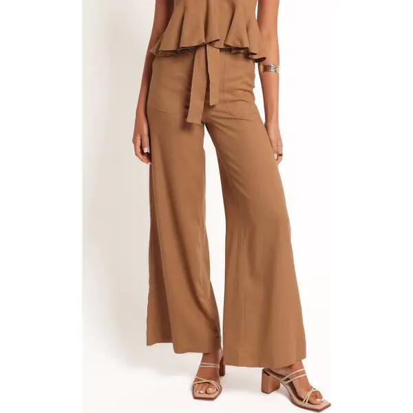 PETAL & PUP Zuva Tie Waist Cotton & Linen Pants