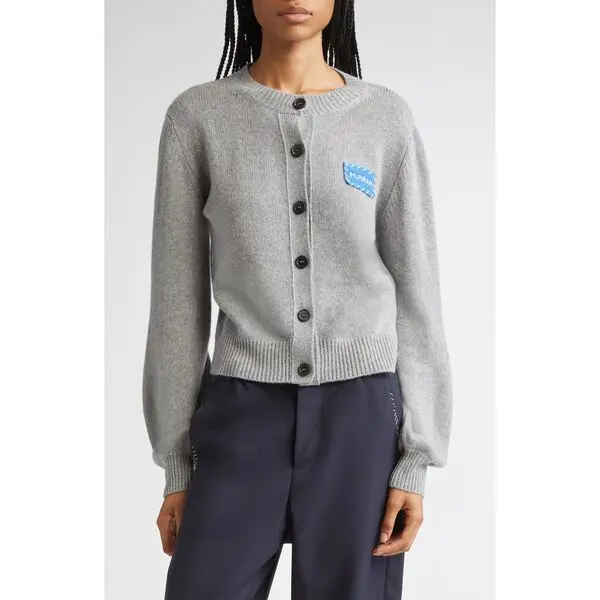 Marni Mending Logo Cashmere Cardigan - 00n38 Inox