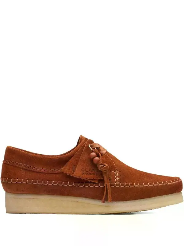 Clarks Weaver Suede Derby Shoes - Brown