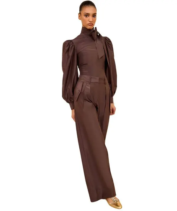 Ulla Johnson Charlie Silk Wide Leg Pants - Sequoia