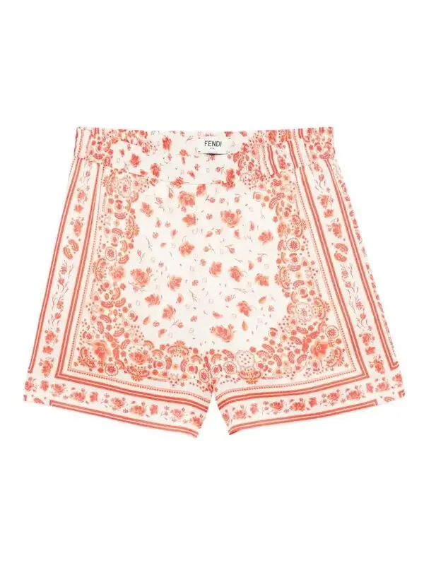 Fendi Floral-print Shorts - F0d4t Coral