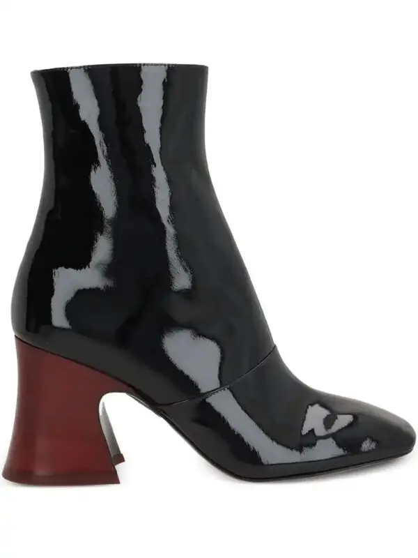 Chloé 80mm Leather Block-heel Boots - Blacks And Greys