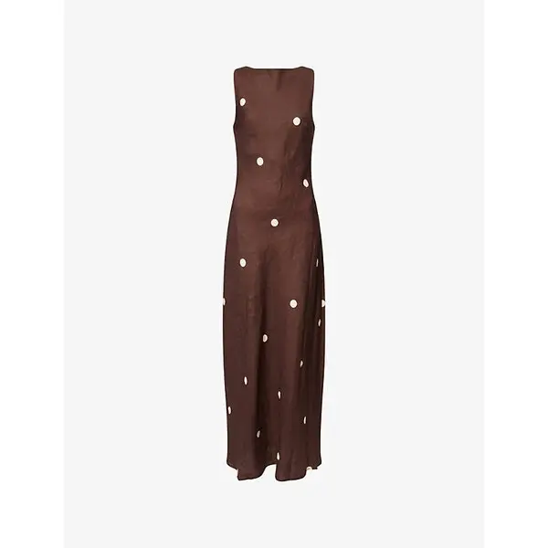 Dissh Beverly Polka-dot Linen Midi Dress