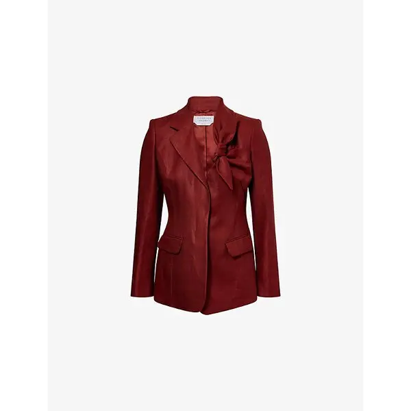 Gabriela Hearst Oslo Knot Linen Blazer - Burnt Sienna