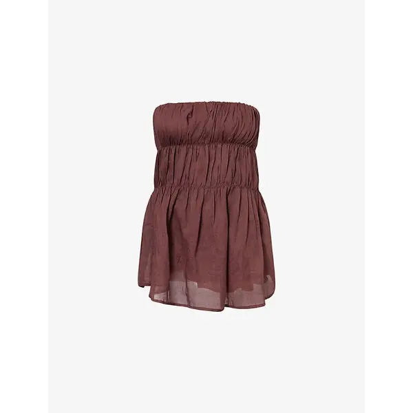 Dissh Artie Strapless Woven Top - Walnut