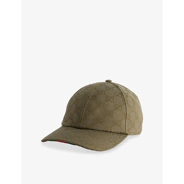 Gucci Gg Monogram-print Canvas Cap - Olive/dark Green