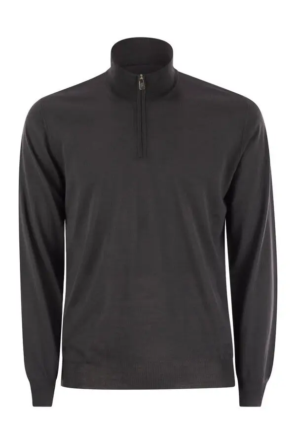 Fedeli Favonio Superfine Wool Half-zip Sweater - Grey