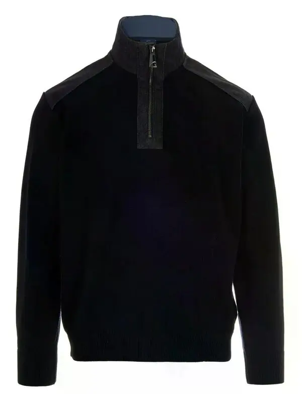 Paul & Shark Half-zip Sweater With Denim Panels